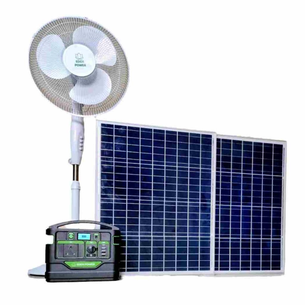 500W Portable Solar Generator + Standing Fan + 100W Solar Panel – Eden ...